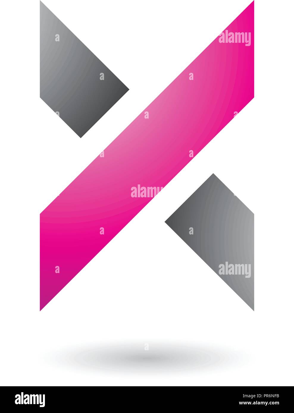 Vector Illustration of Magenta and Grey Thick Shaded Letter X isolated ...