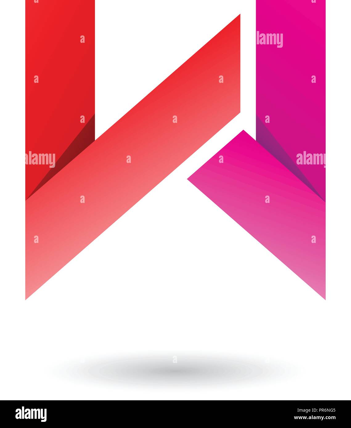 Vector Illustration of Red and Magenta Folded Paper Letter W isolated ...