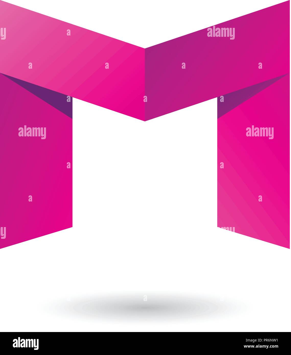 Vector Illustration of Magenta Folded Paper Letter M isolated on a ...