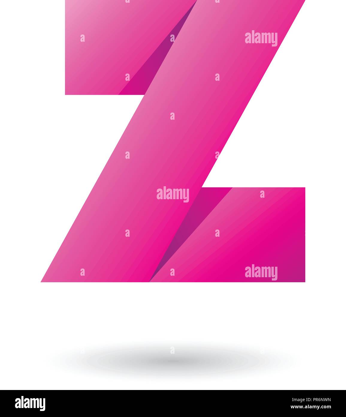 Vector Illustration of Magenta Folded Paper Letter Z isolated on a ...