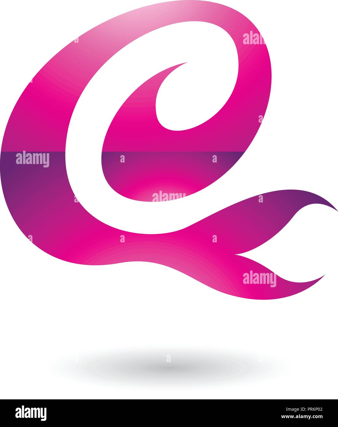 Vector Illustration of Magenta Glossy Curvy Fun Letter E isolated on a ...