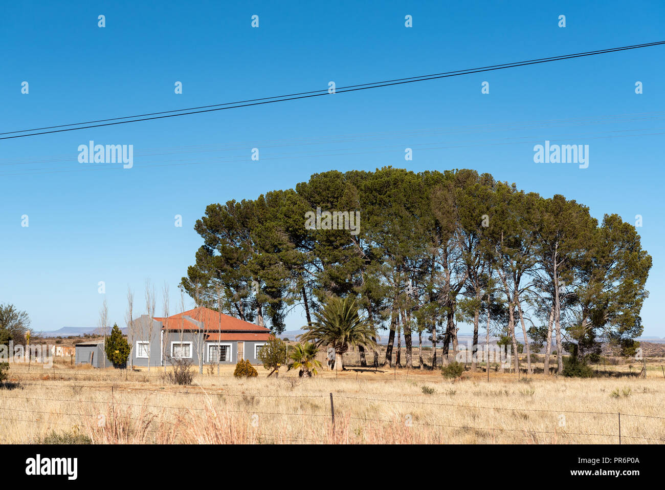 LUCKHOFF, SOUTH AFRICA, AUGUST 6, 2018: A farm scene, with a house and ...