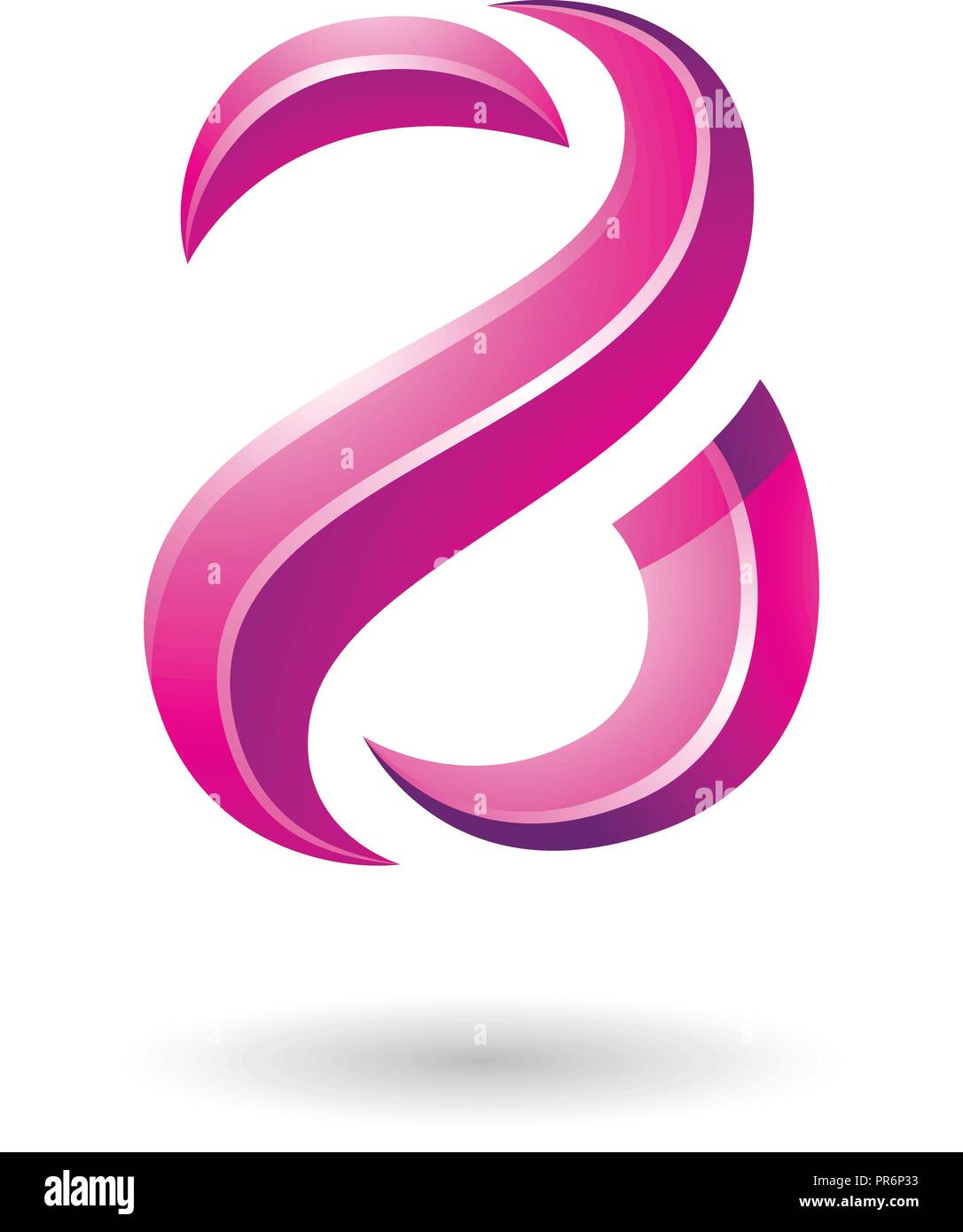 Vector Illustration of Magenta Glossy Snake Shaped Letter A isolated on ...