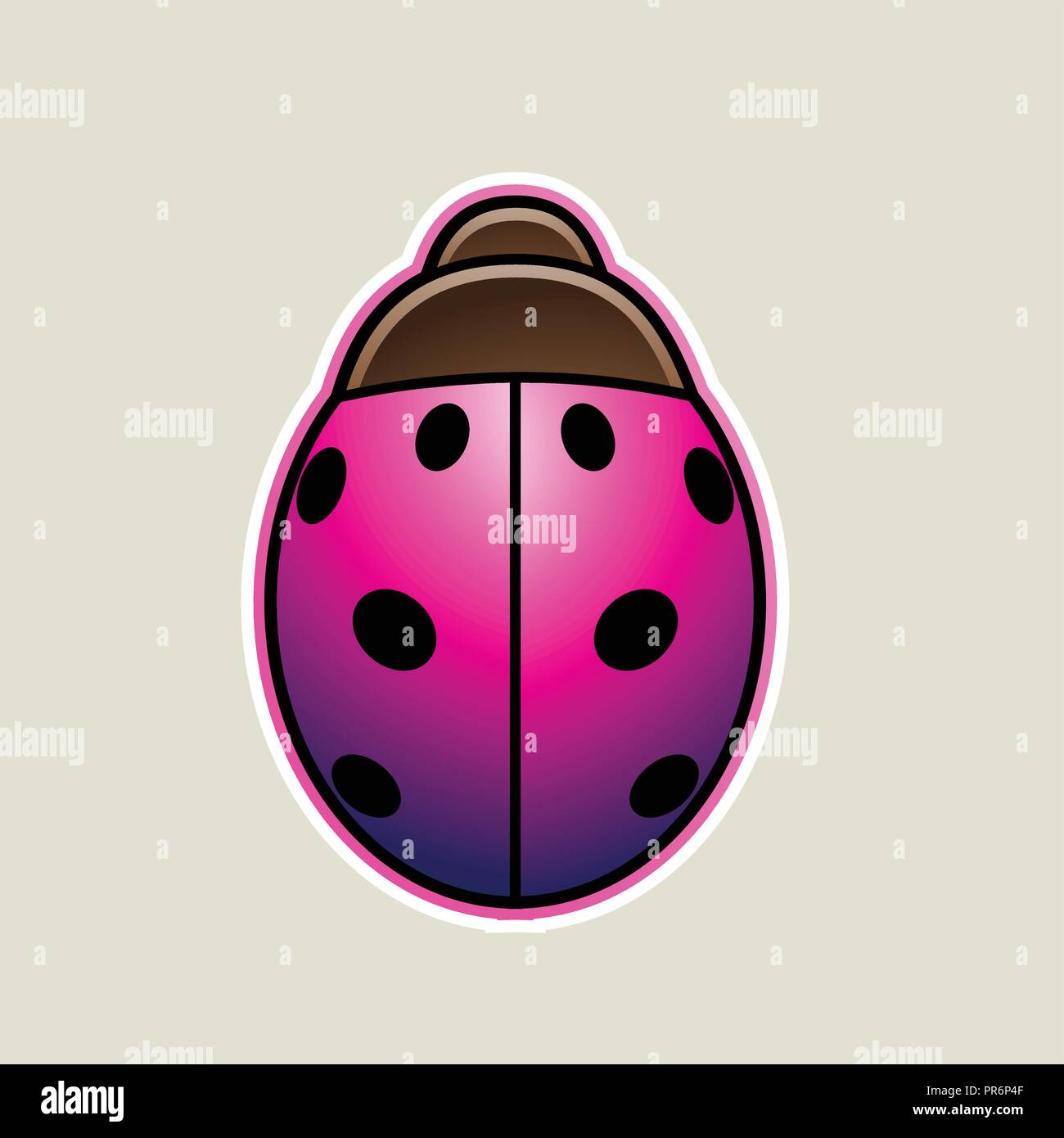 Vector Illustration of Magenta Cartoon Ladybug Icon isolated on a White ...