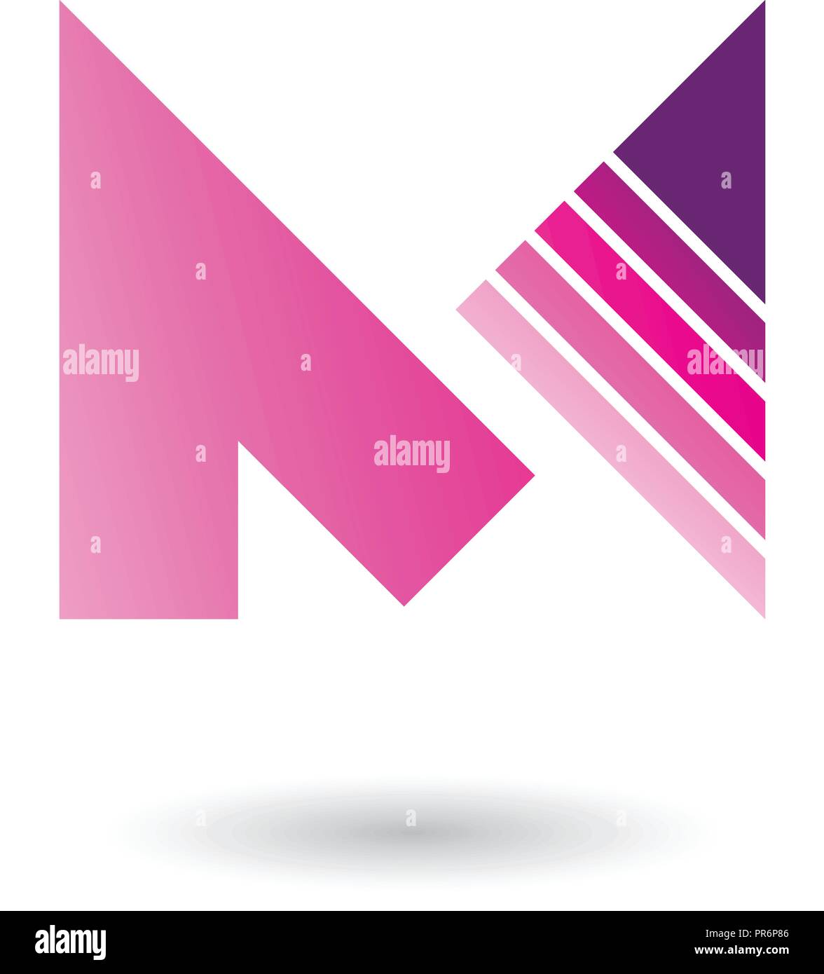 Vector Illustration of Magenta Letter M with a Diagonally Striped ...