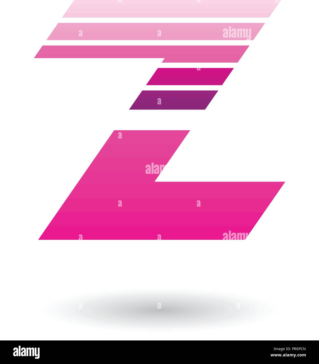 Vector Illustration of Magenta Sliced Letter Z with Thick Horizontal ...