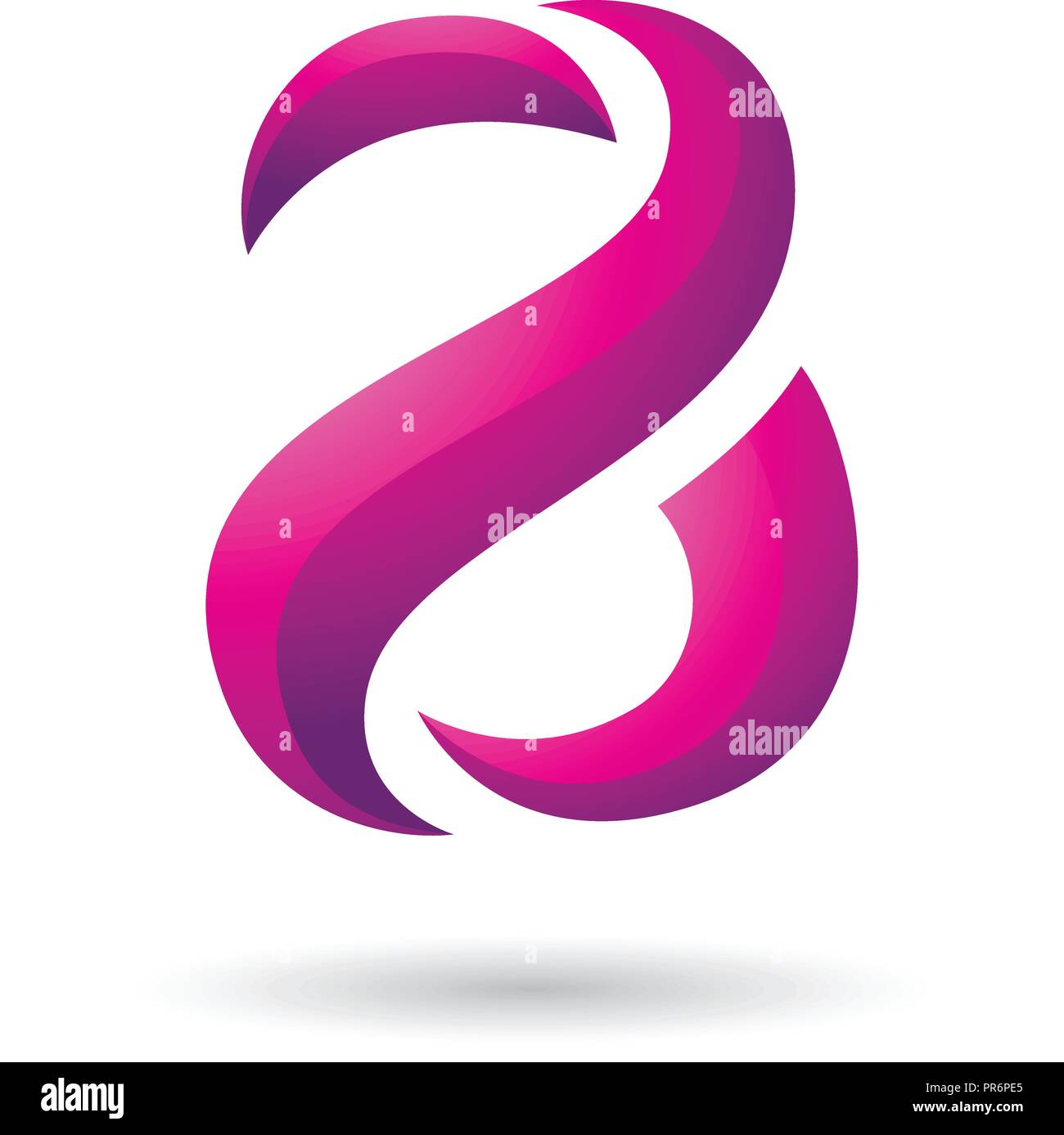 Vector Illustration of Magenta Snake Shaped Letter A isolated on a ...