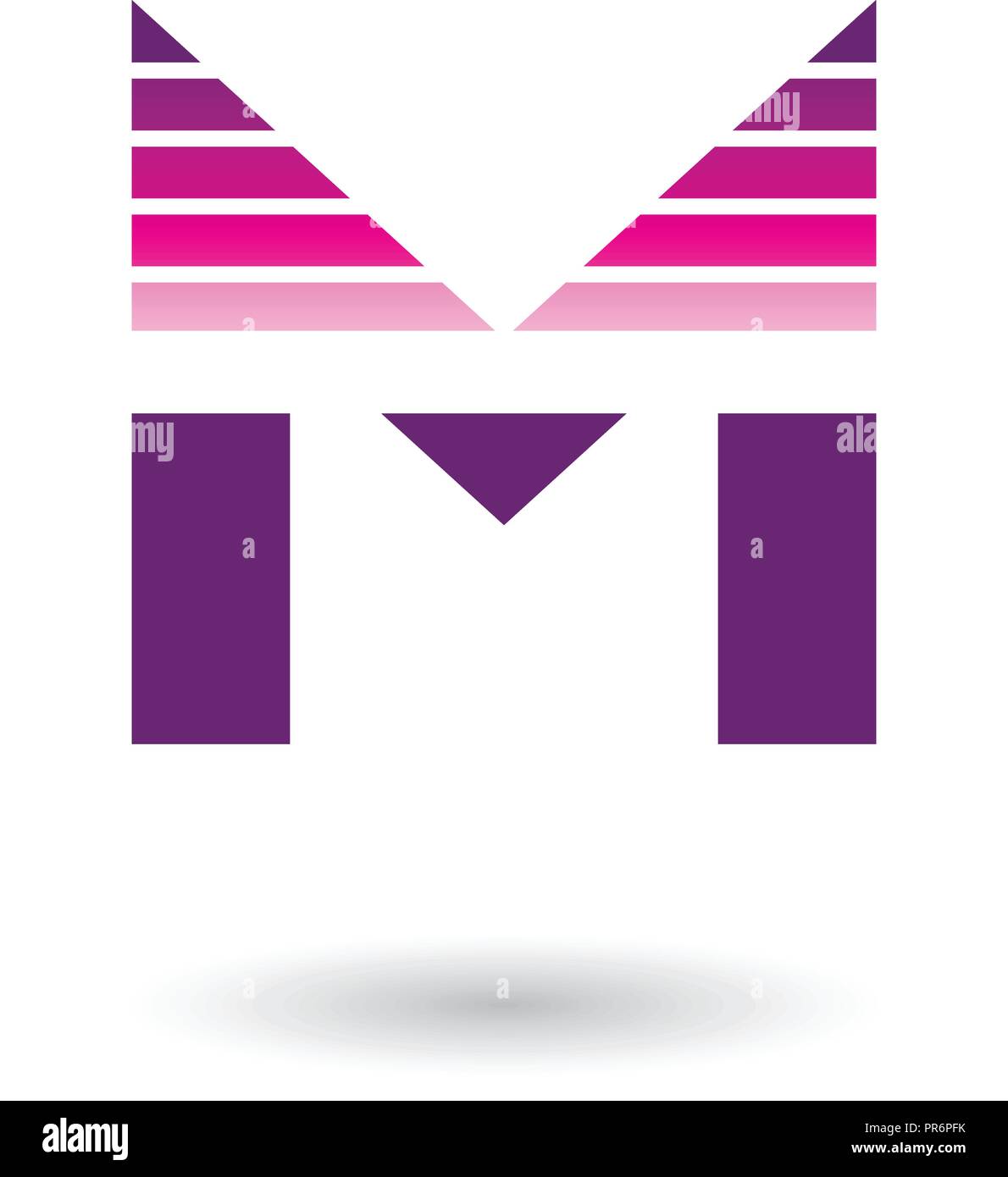 Vector Illustration of Magenta and Purple Spiky Letter M with ...