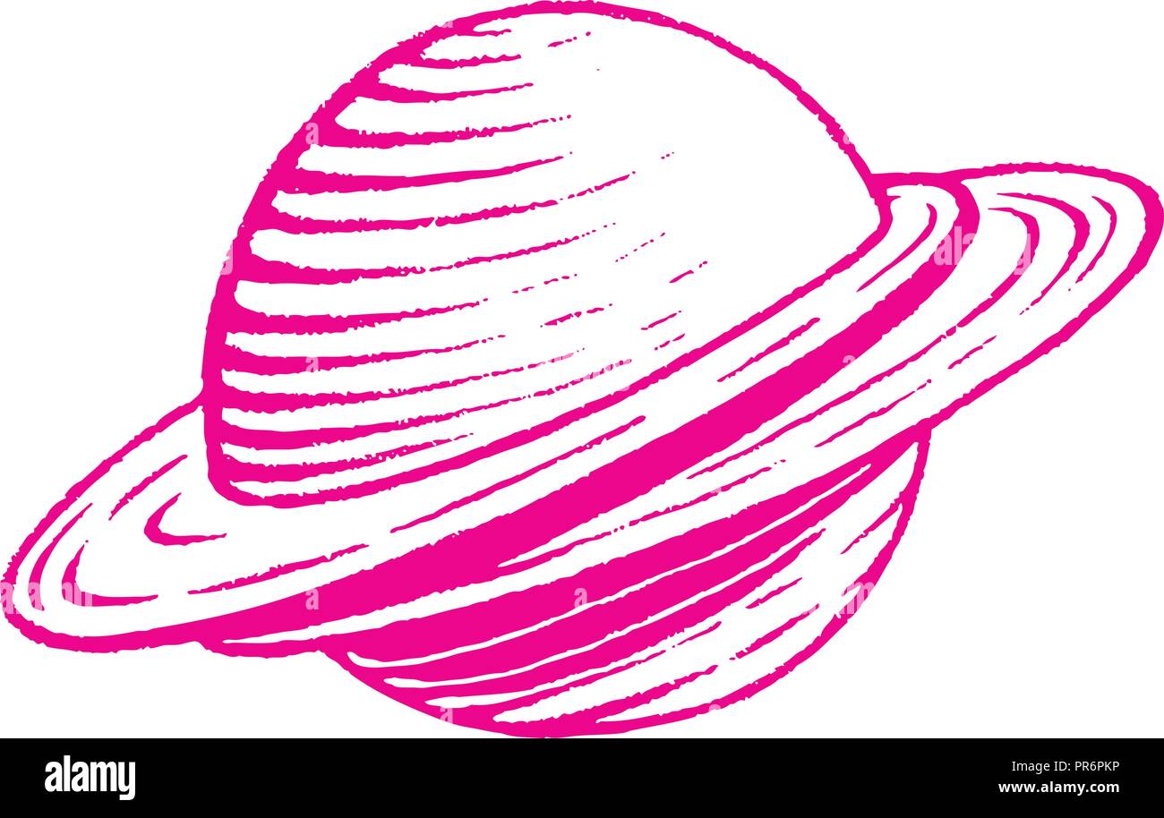 Illustration of Magenta Vectorized Ink Sketch of Planet isolated on a ...