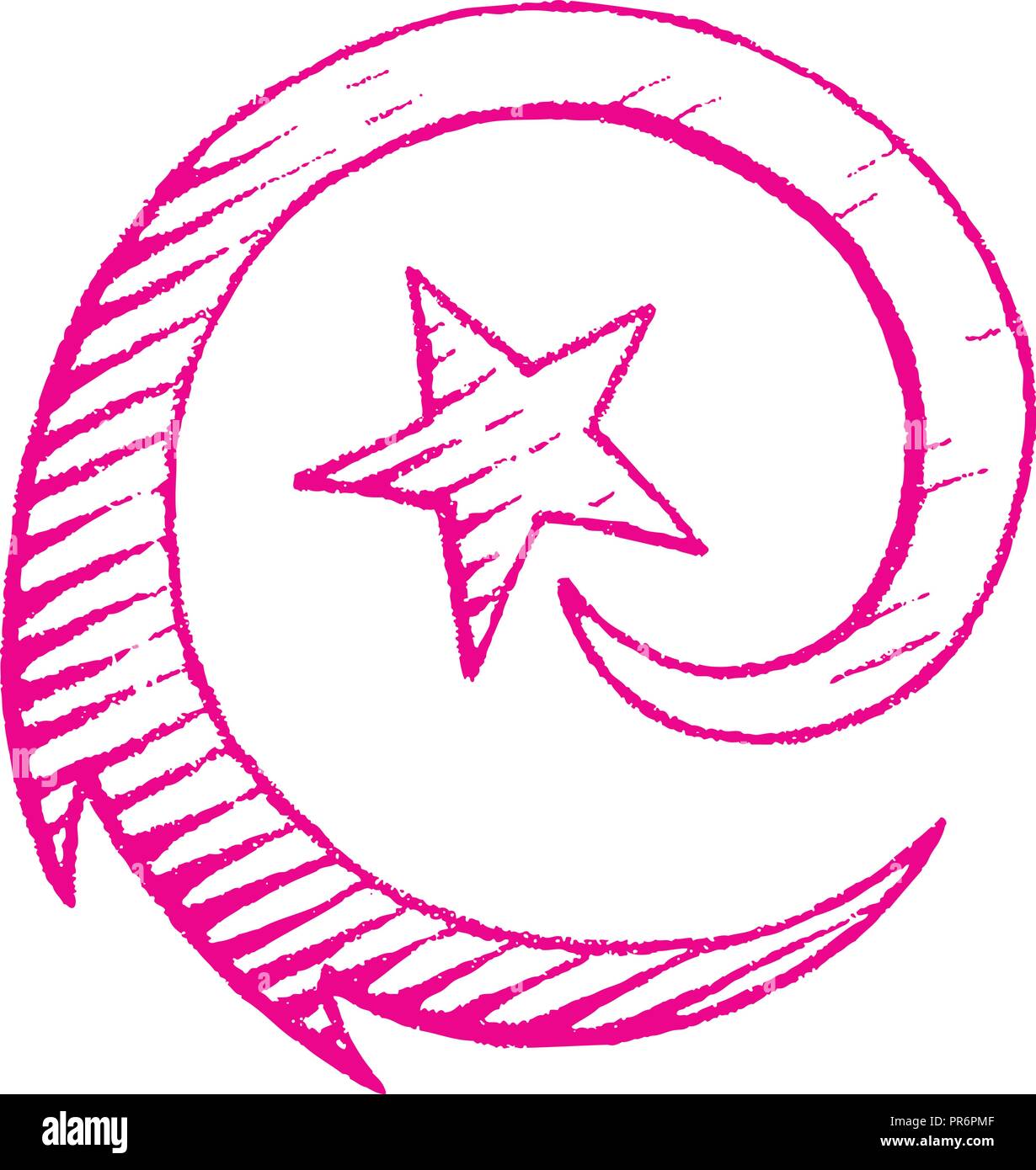 Illustration of Magenta Vectorized Ink Sketch of Shooting Star isolated ...
