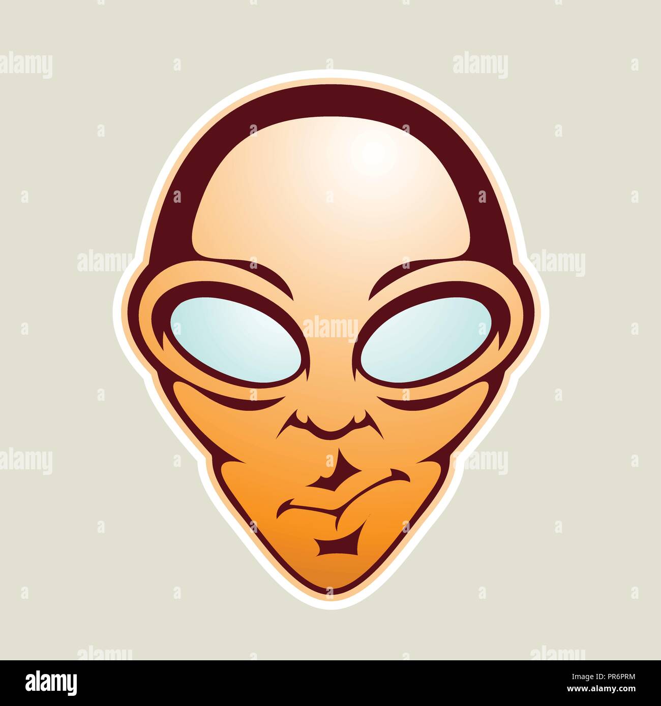 Vector Illustration of Orange Alien Head Cartoon Icon isolated on a ...