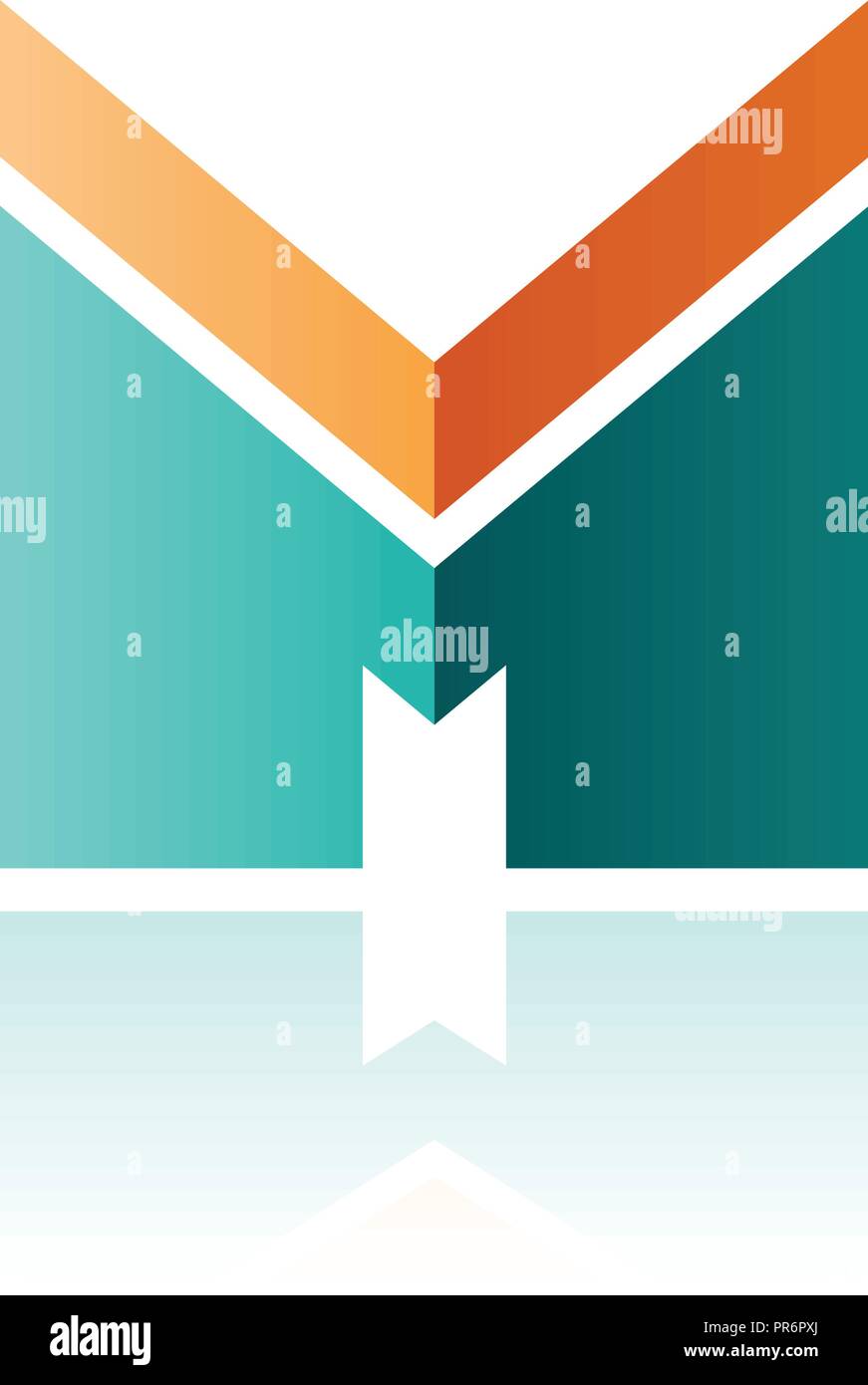 Vector Illustration of Orange and Green Letter M with a Thick Stripe ...