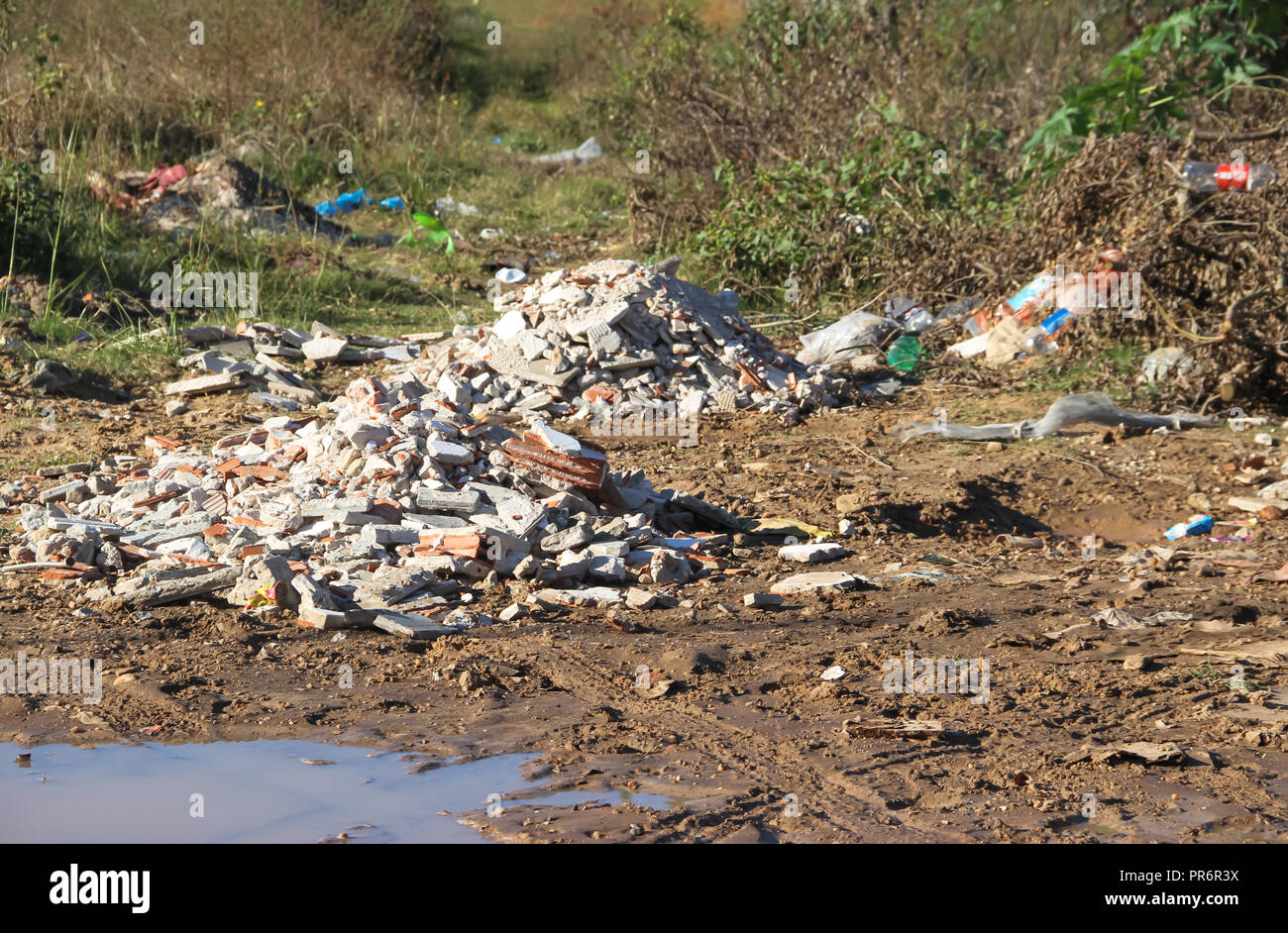 landfill with human waste that contaminates the environment Stock Photo ...