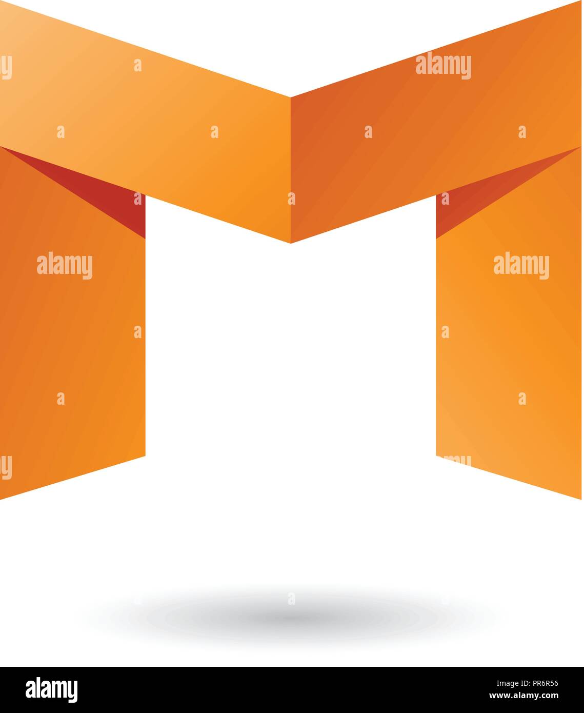 Vector Illustration of Orange Folded Paper Letter M isolated on a White ...