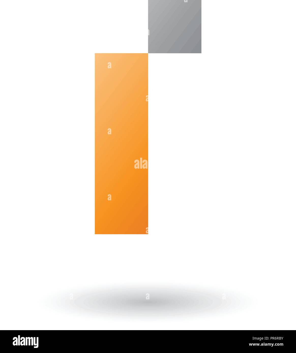 Vector Illustration of Orange Letter I with Rectangular Shapes isolated ...