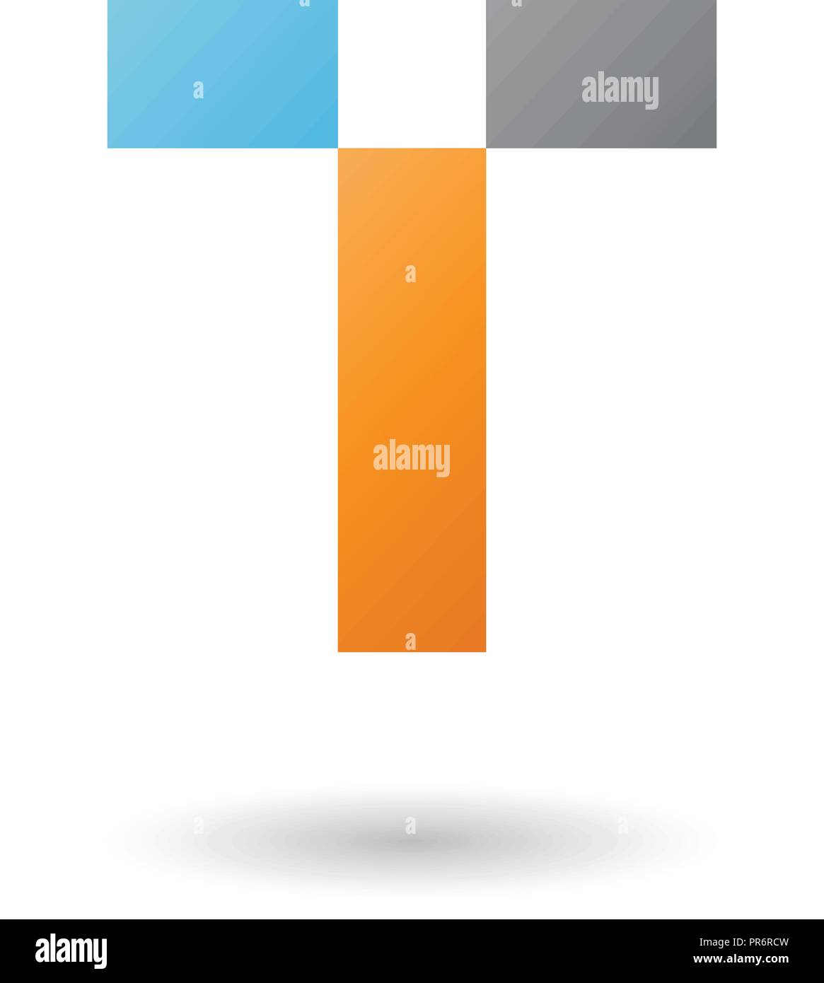 Vector Illustration of Orange Letter T with Rectangular Shapes isolated ...