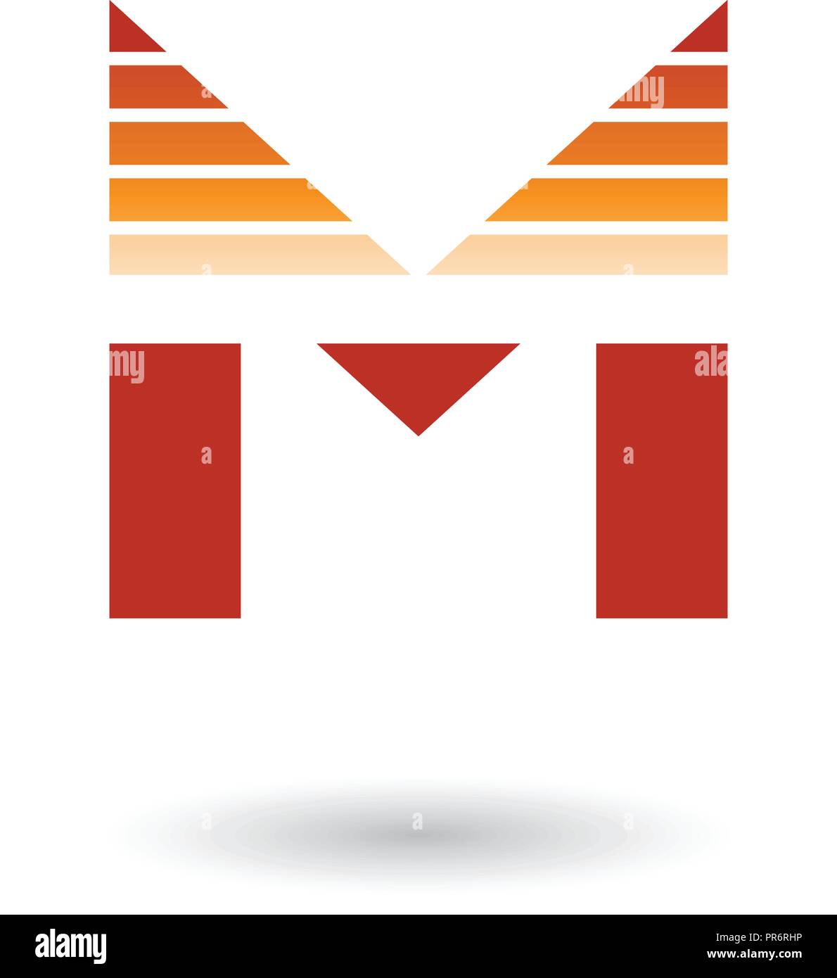 Vector Illustration of Red and Orange Spiky Letter M with Horizontal ...