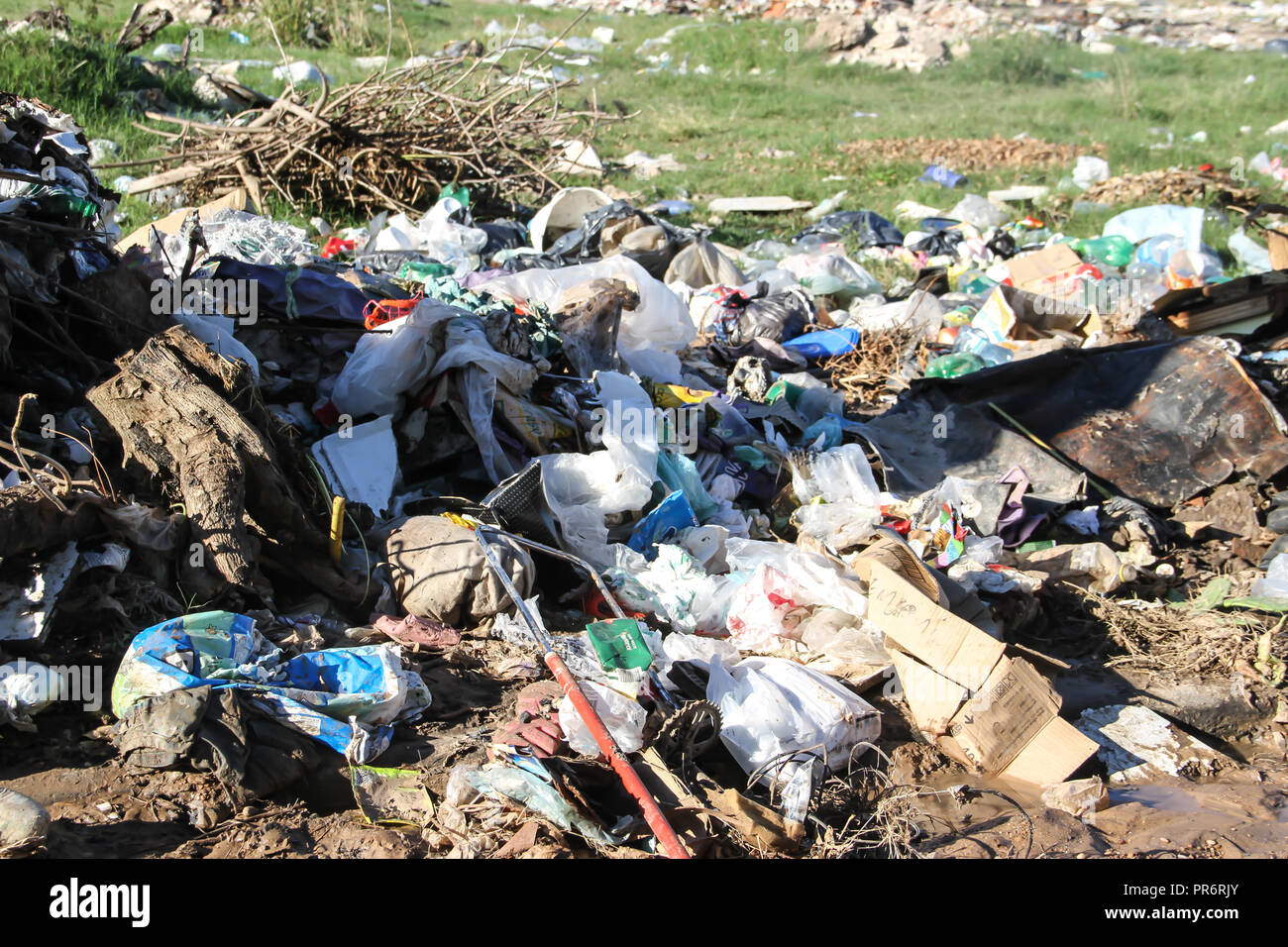 landfill with human waste that contaminates the environment Stock Photo ...