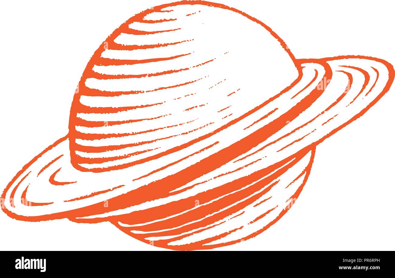 Illustration of Orange Vectorized Ink Sketch of Planet isolated on a ...