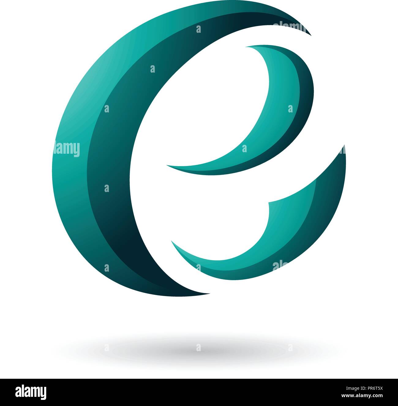 Vector Illustration of Persian Green Crescent Shape Letter E isolated ...