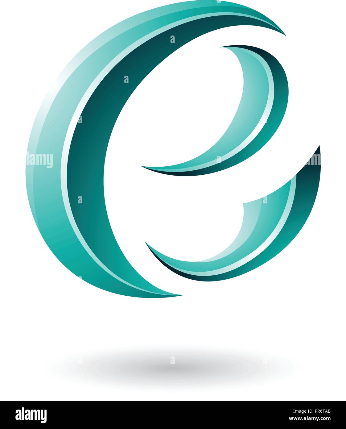Vector Illustration of Persian Green Glossy Crescent Shape Letter E ...