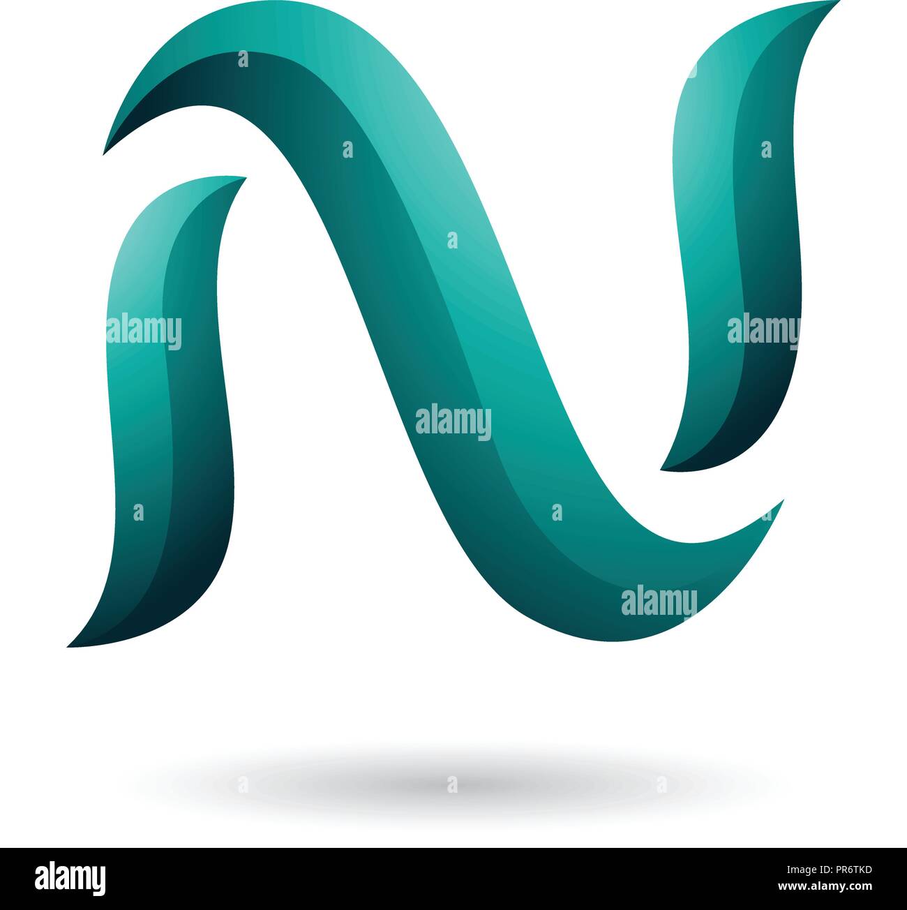 Vector Illustration of Persian Green Snake Shaped Letter N isolated on ...