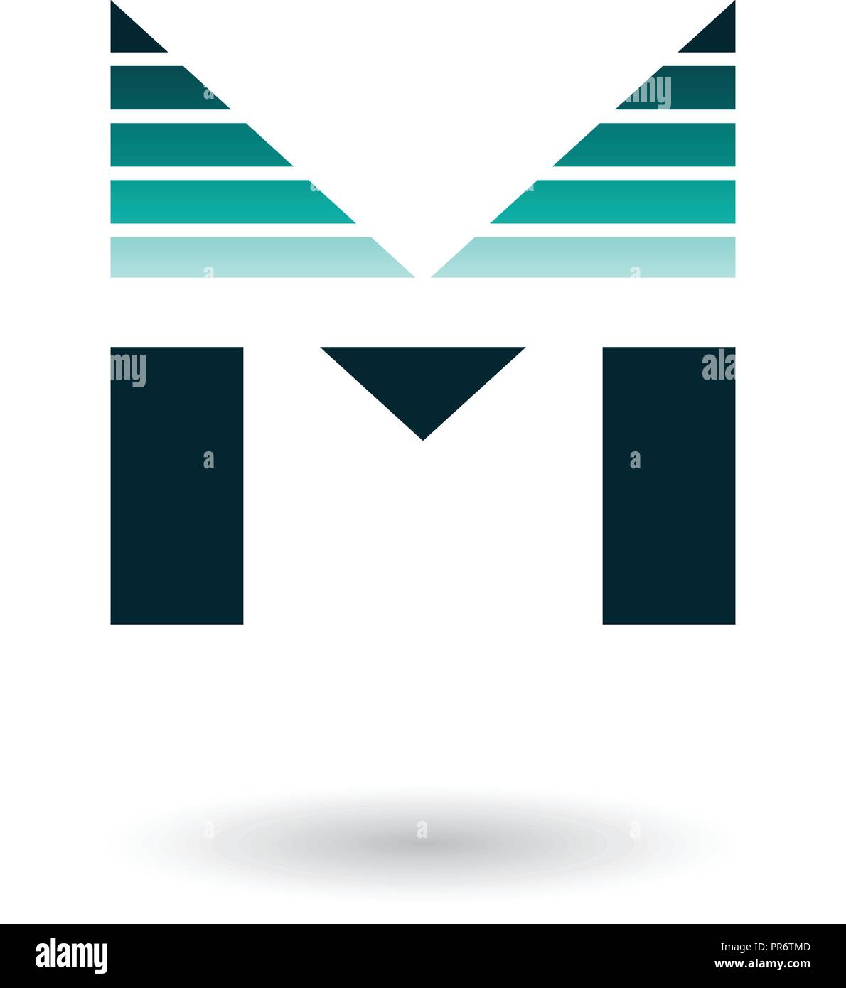 Vector Illustration of Persian Green Spiky Letter M with Horizontal ...