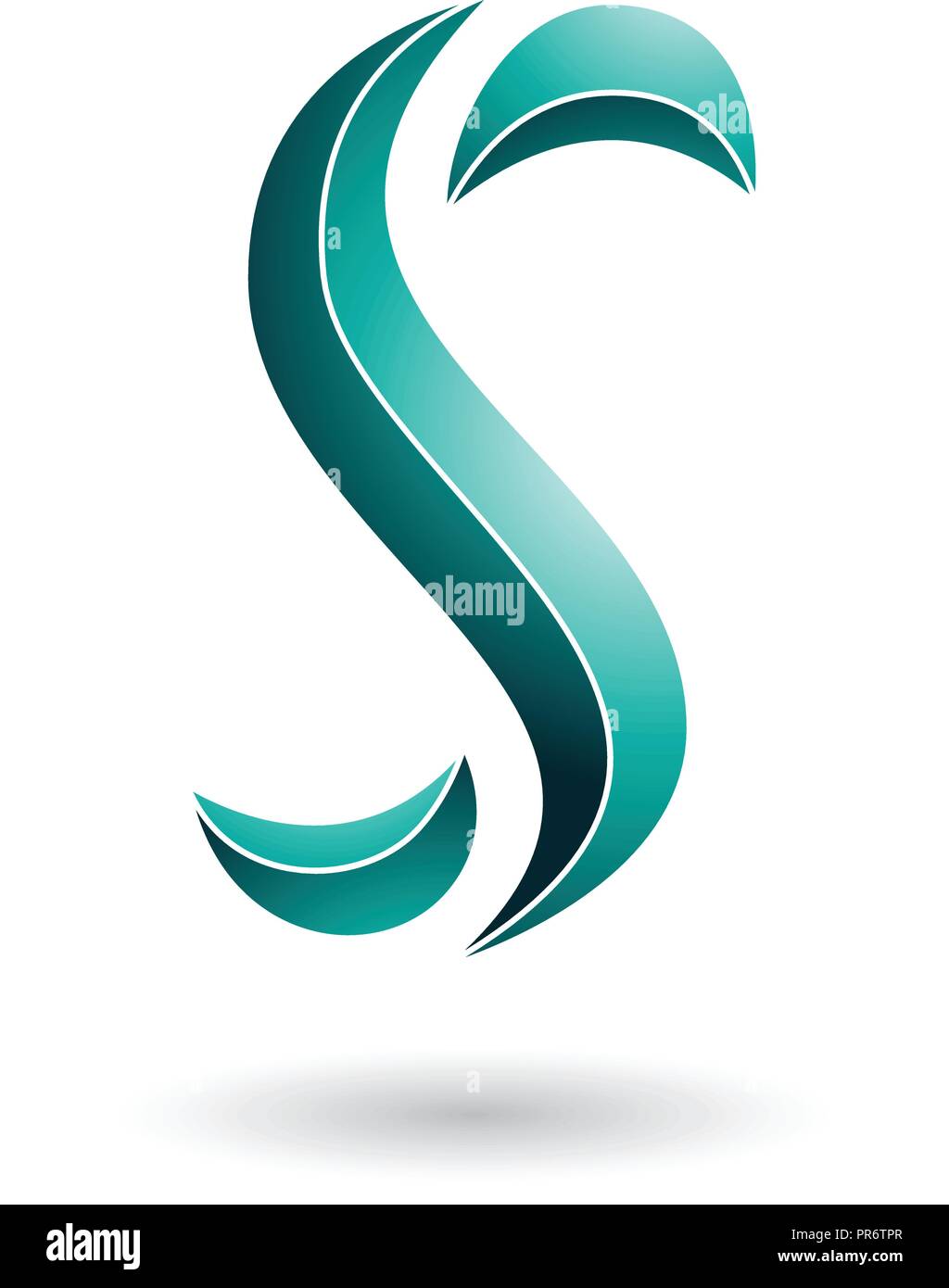 Vector Illustration of Persian Green Striped Snake Shaped Letter S ...