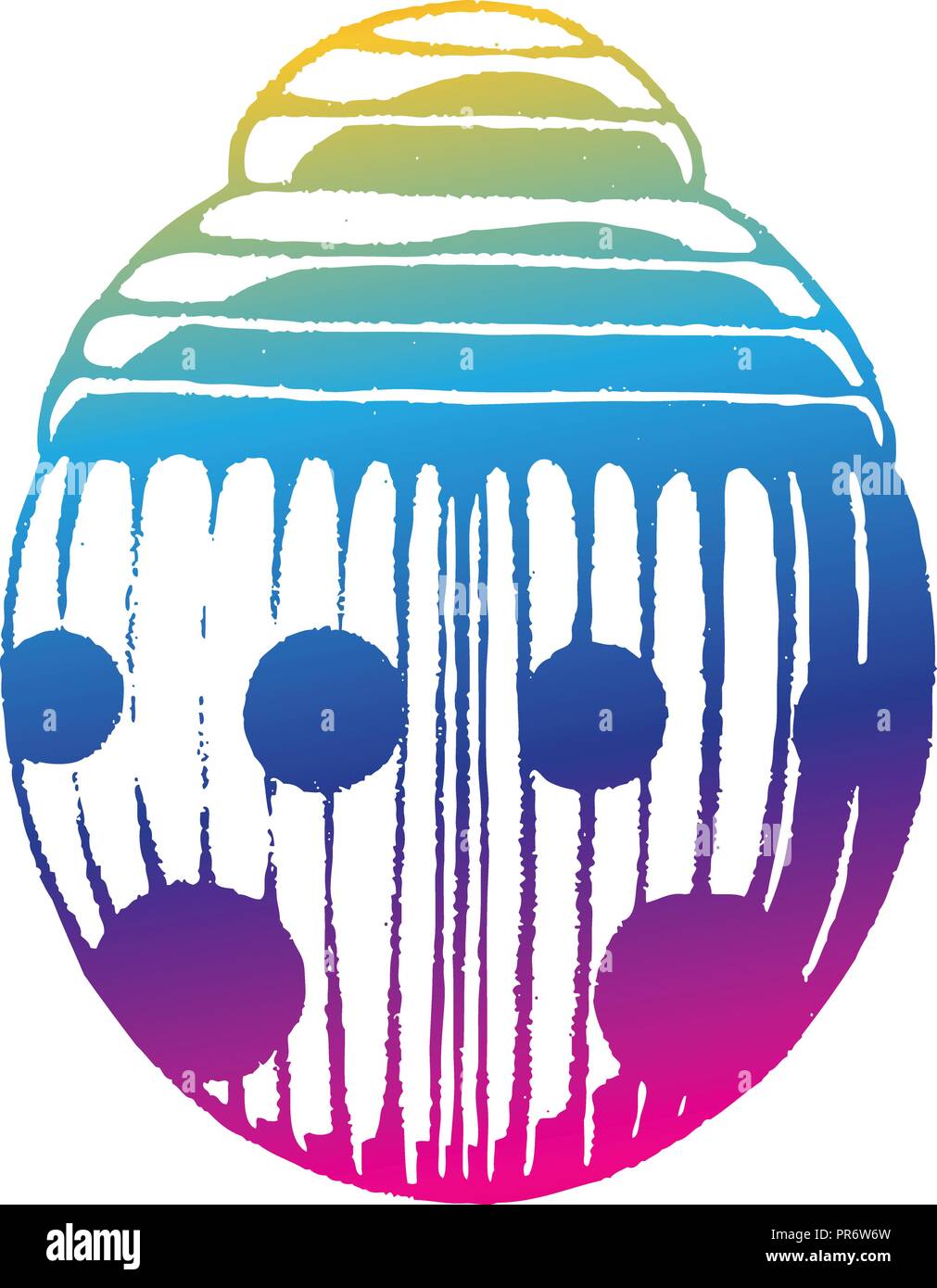 Illustration of Rainbow Colored Vectorized Ink Sketch of Simple Ladybug ...