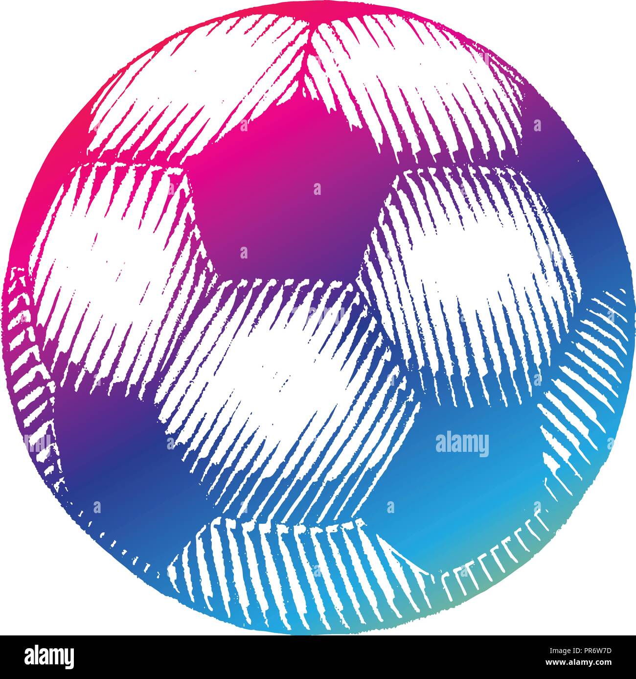 Illustration of Rainbow Colored Vectorized Ink Sketch of Soccer Ball ...
