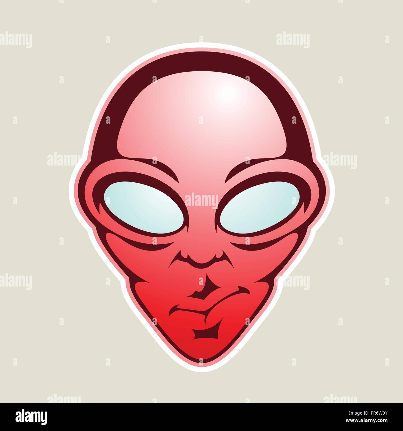 Vector Illustration of Red Alien Head Cartoon Icon isolated on a White ...