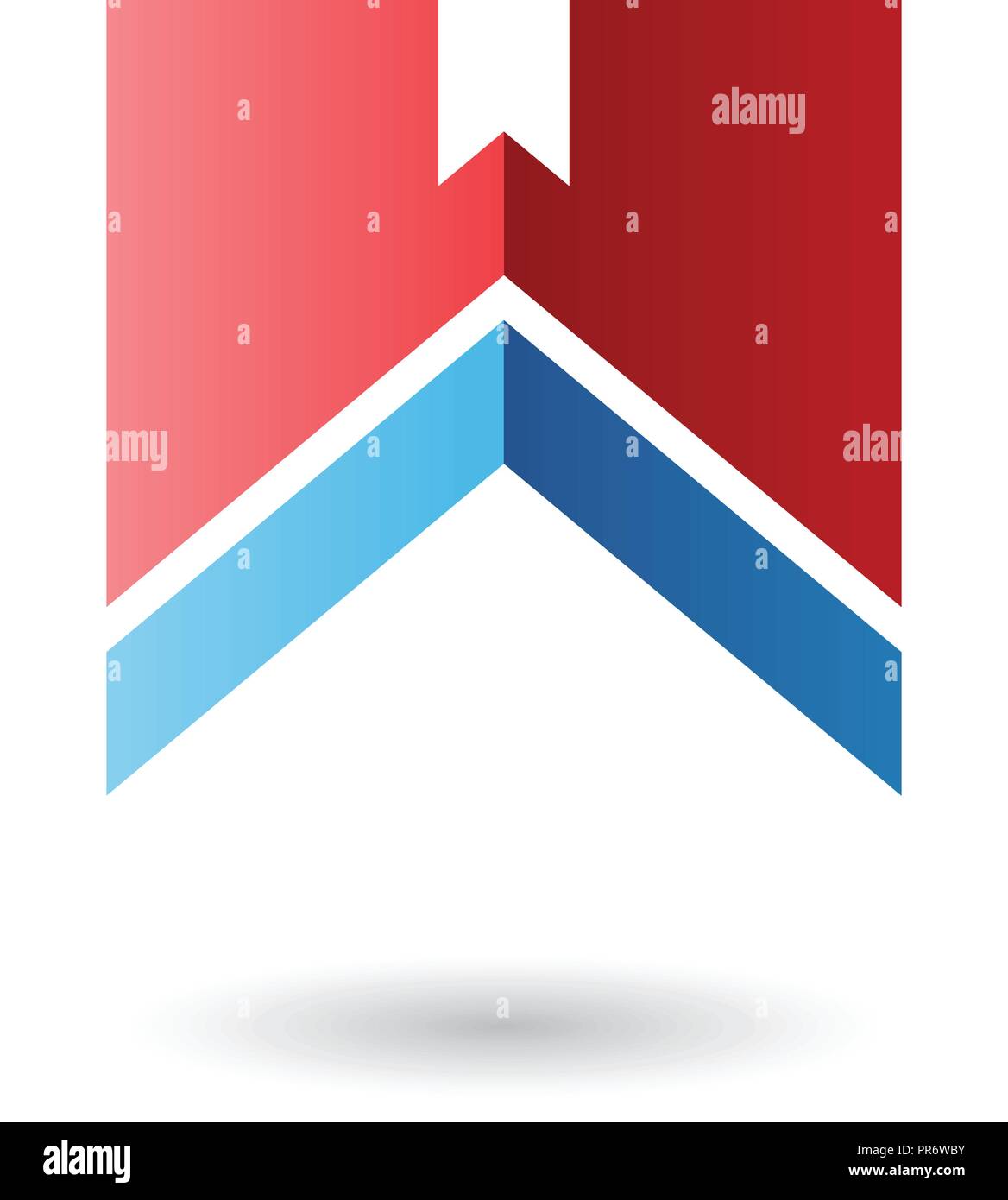 Vector Illustration of Red and Blue Letter W with a Thick Stripe ...