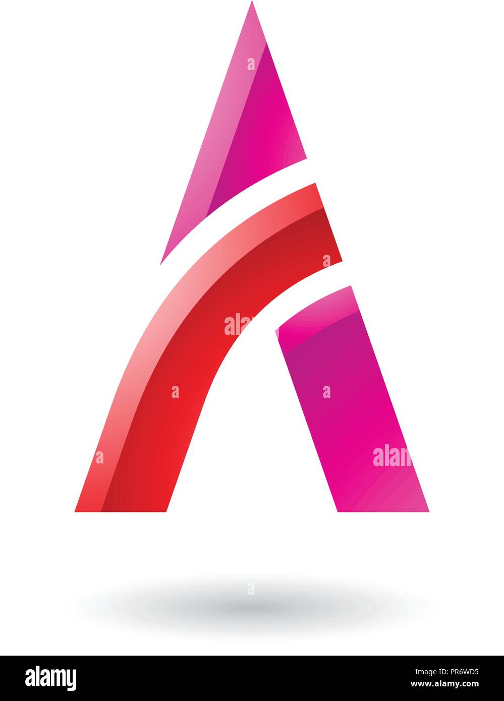 Vector Illustration of Red and Magenta Letter A with a Bowed Stick ...