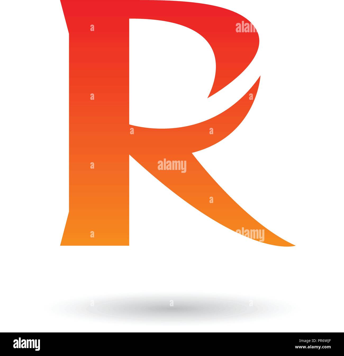 Vector Illustration of Red and Orange Gradient R with a Spiky Tail ...