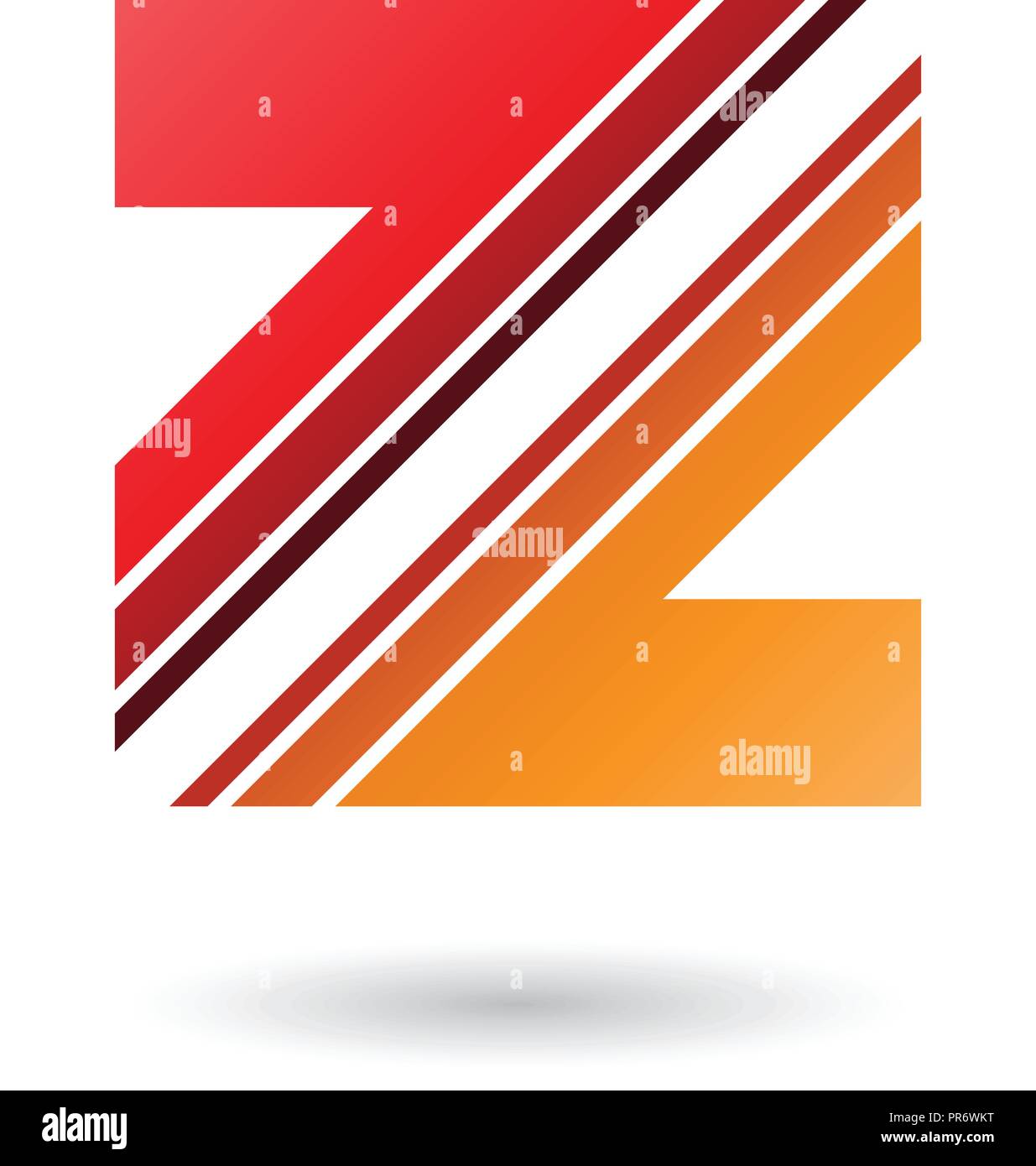 Vector Illustration of Red and Orange Letter Z with Diagonal Stripes ...
