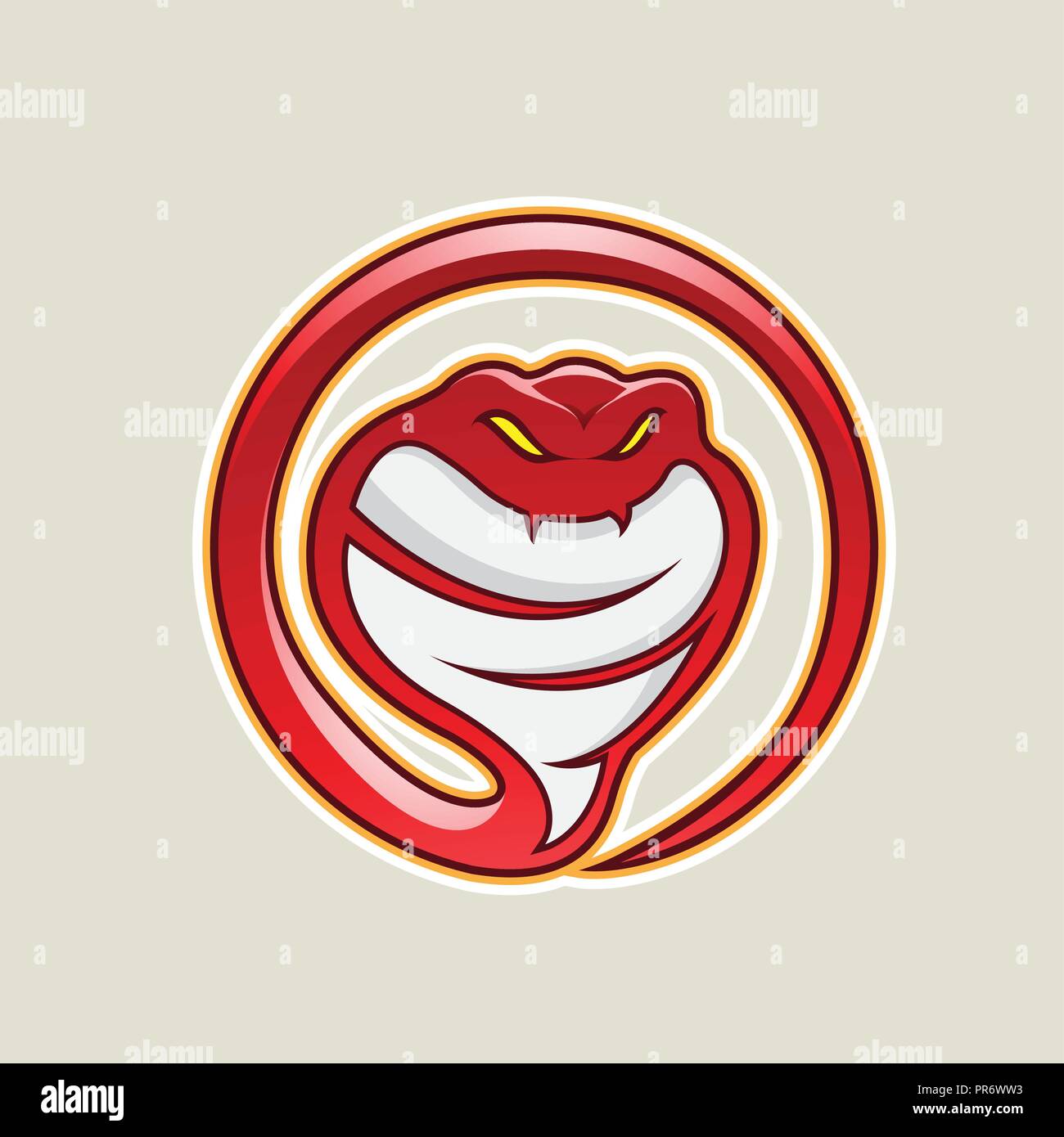 Vector Illustration of Red Cobra Snake Cartoon Icon isolated on a White ...