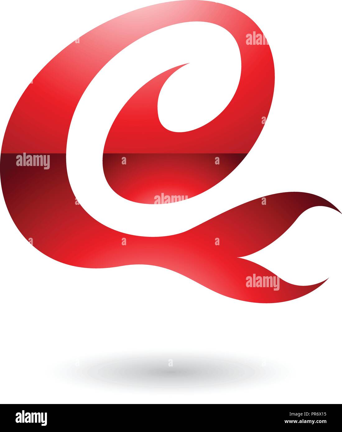 Vector Illustration of Red Glossy Curvy Fun Letter E isolated on a ...