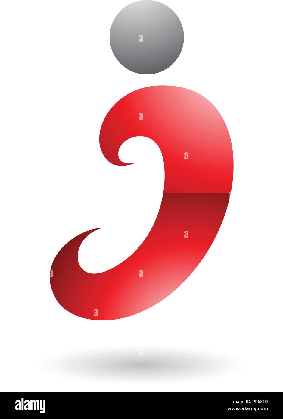 Vector Illustration of Red Glossy Curvy Fun Letter I isolated on a ...