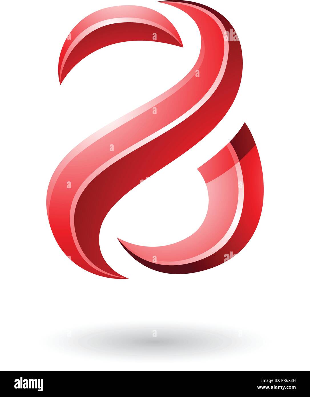 Vector Illustration of Red Glossy Snake Shaped Letter A isolated on a ...