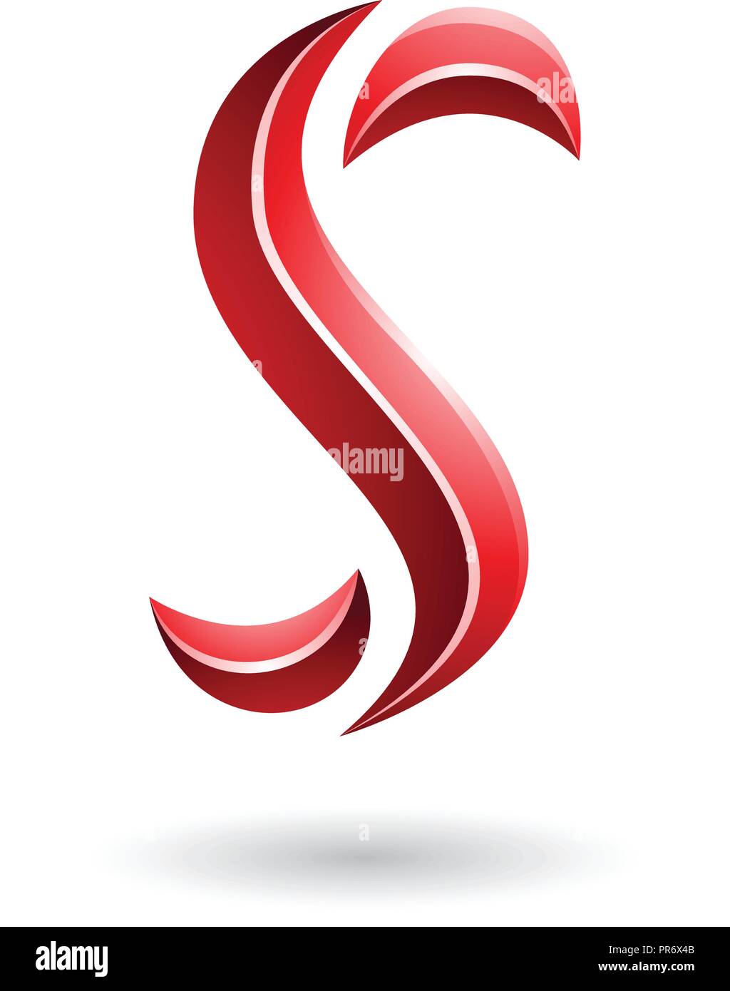 Vector Illustration of Red Glossy Snake Shaped Letter S isolated on a ...