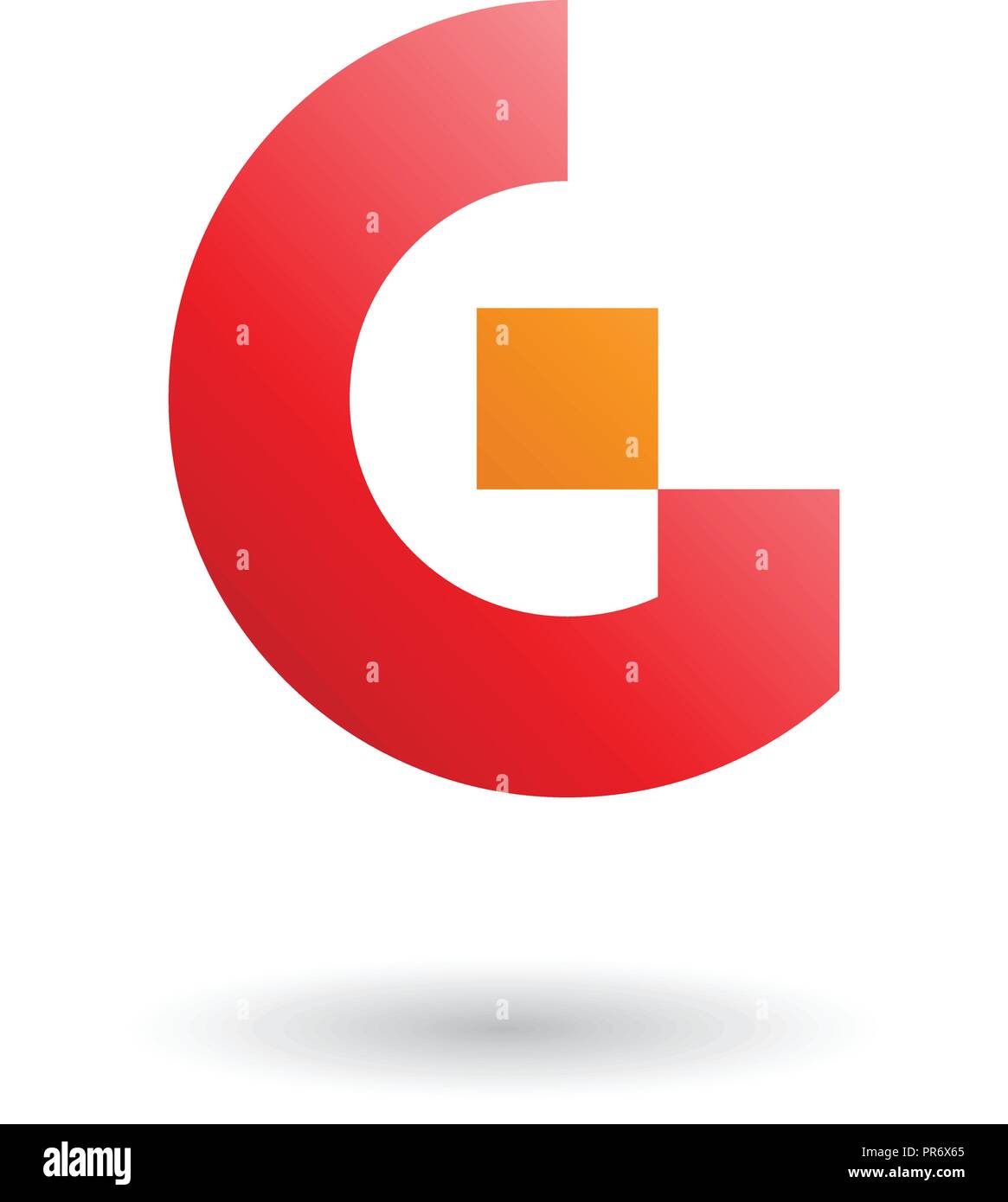 Vector Illustration of Red Letter G with Rectangular Shapes isolated on ...