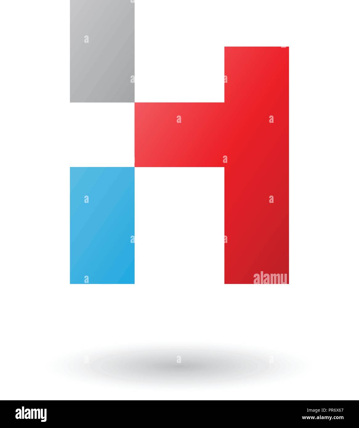 Vector Illustration of Red Letter H with Rectangular Shapes isolated on ...