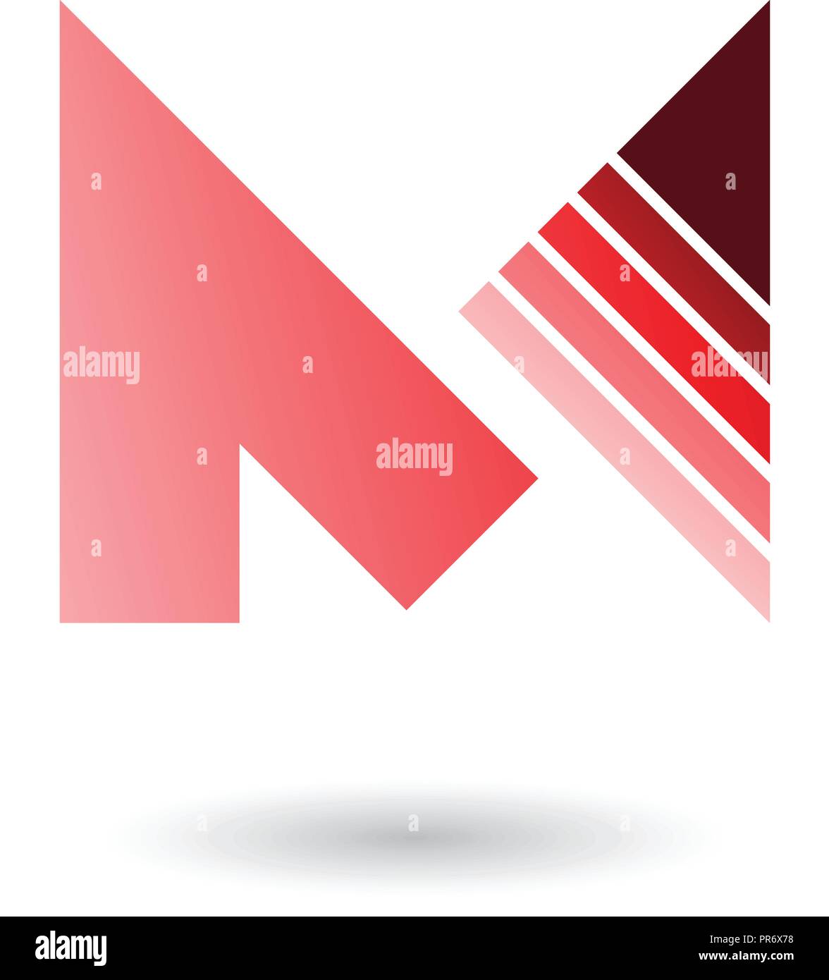 Vector Illustration of Red Letter M with a Diagonally Striped Triangle ...
