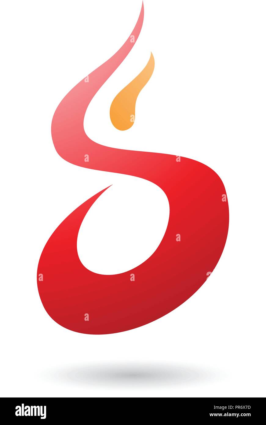 Vector Illustration of Red Letter S Shaped Fire Icon isolated on a ...