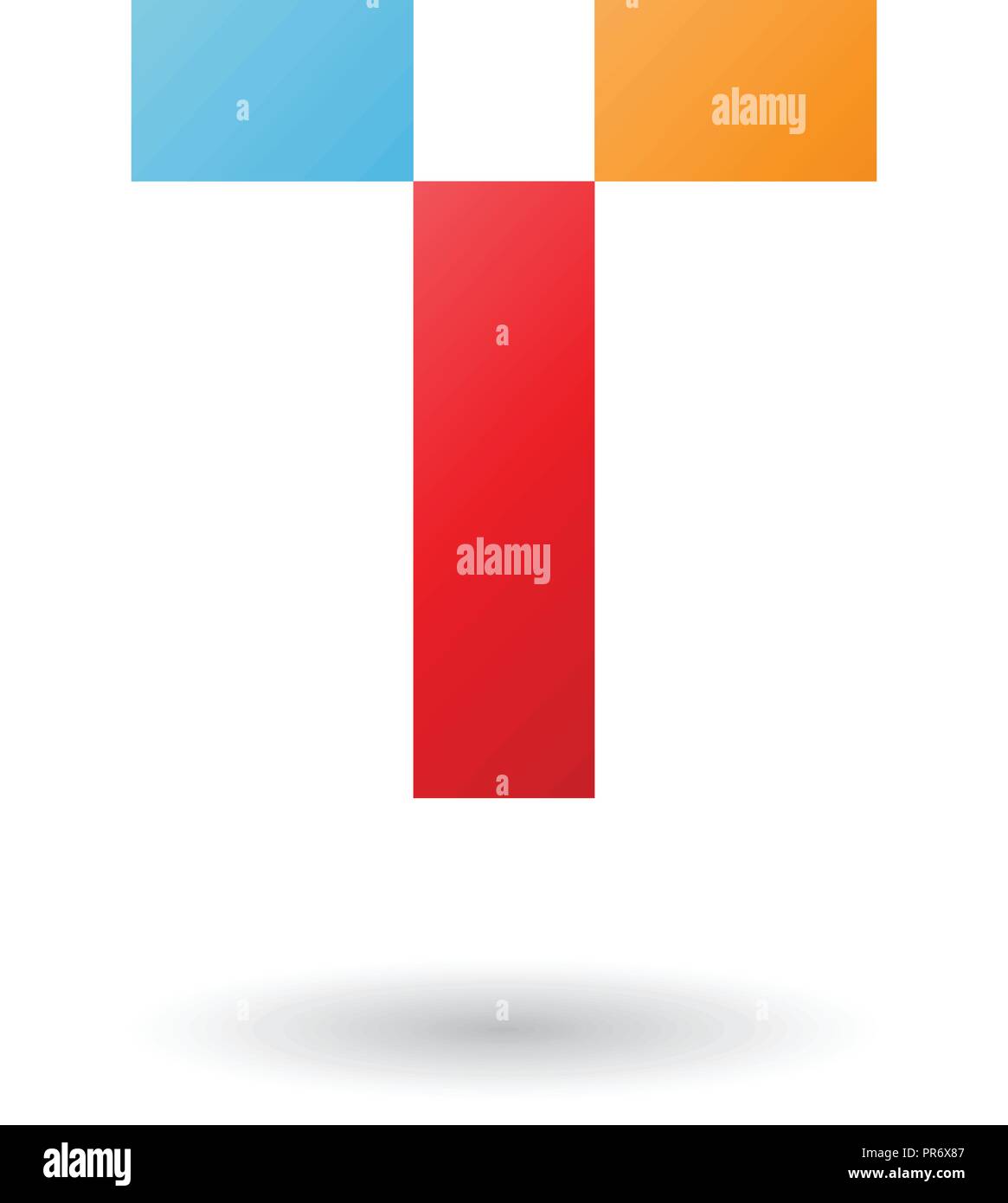 Vector Illustration of Red Letter T with Rectangular Shapes isolated on ...