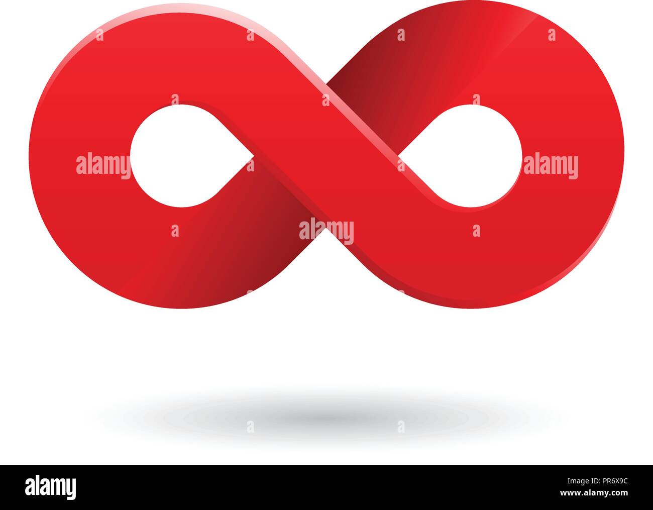 Vector Illustration of Red Shaded and Thick Infinity Symbol isolated on ...