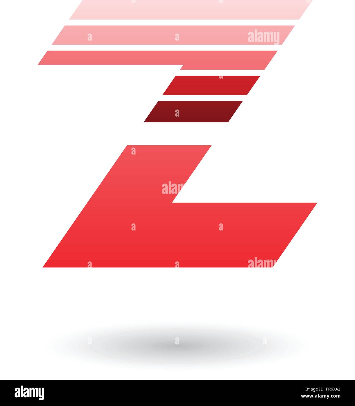 Vector Illustration of Red Sliced Letter Z with Thick Horizontal ...