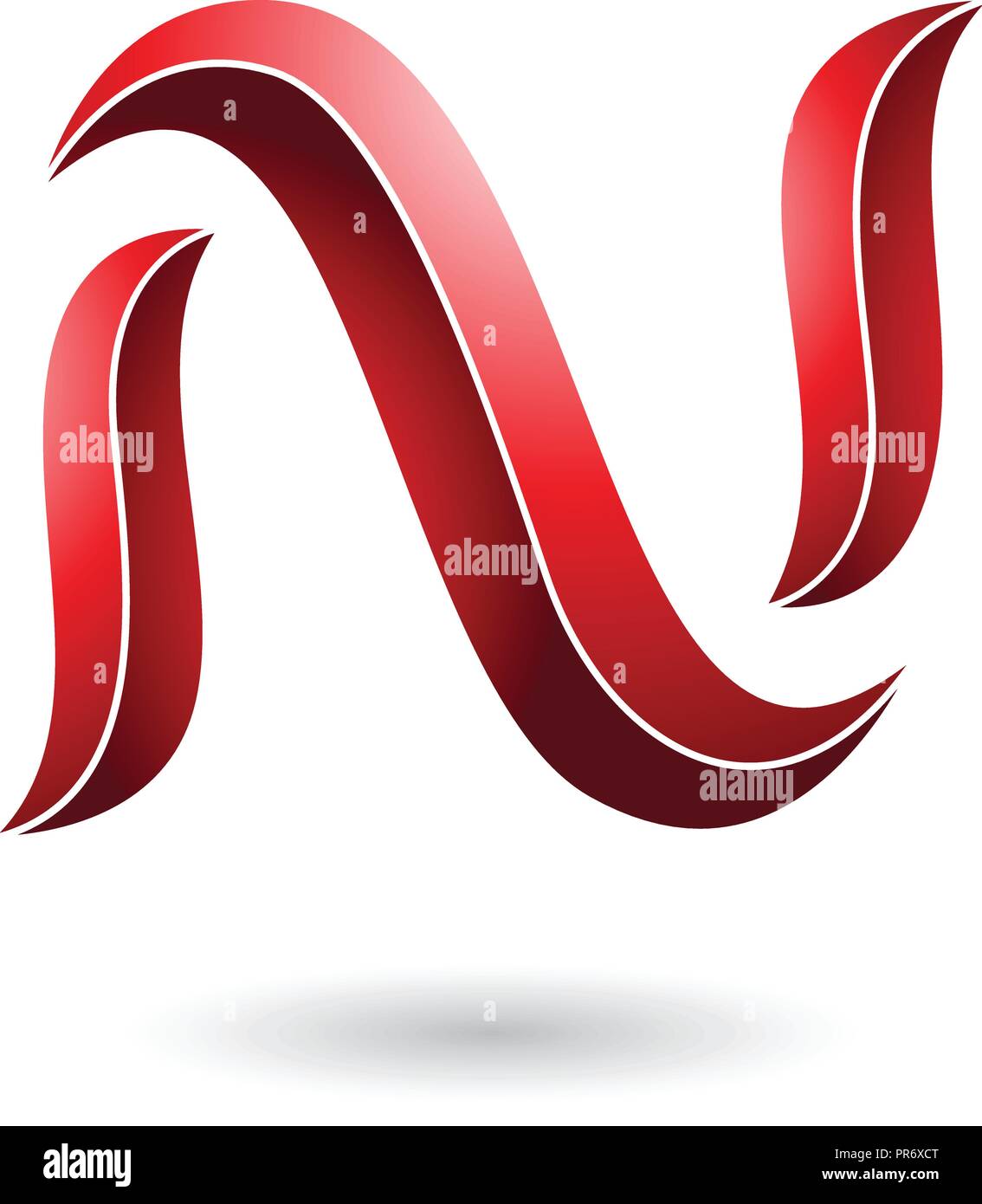 Vector Illustration of Red Striped Snake Shaped Letter N isolated on a ...