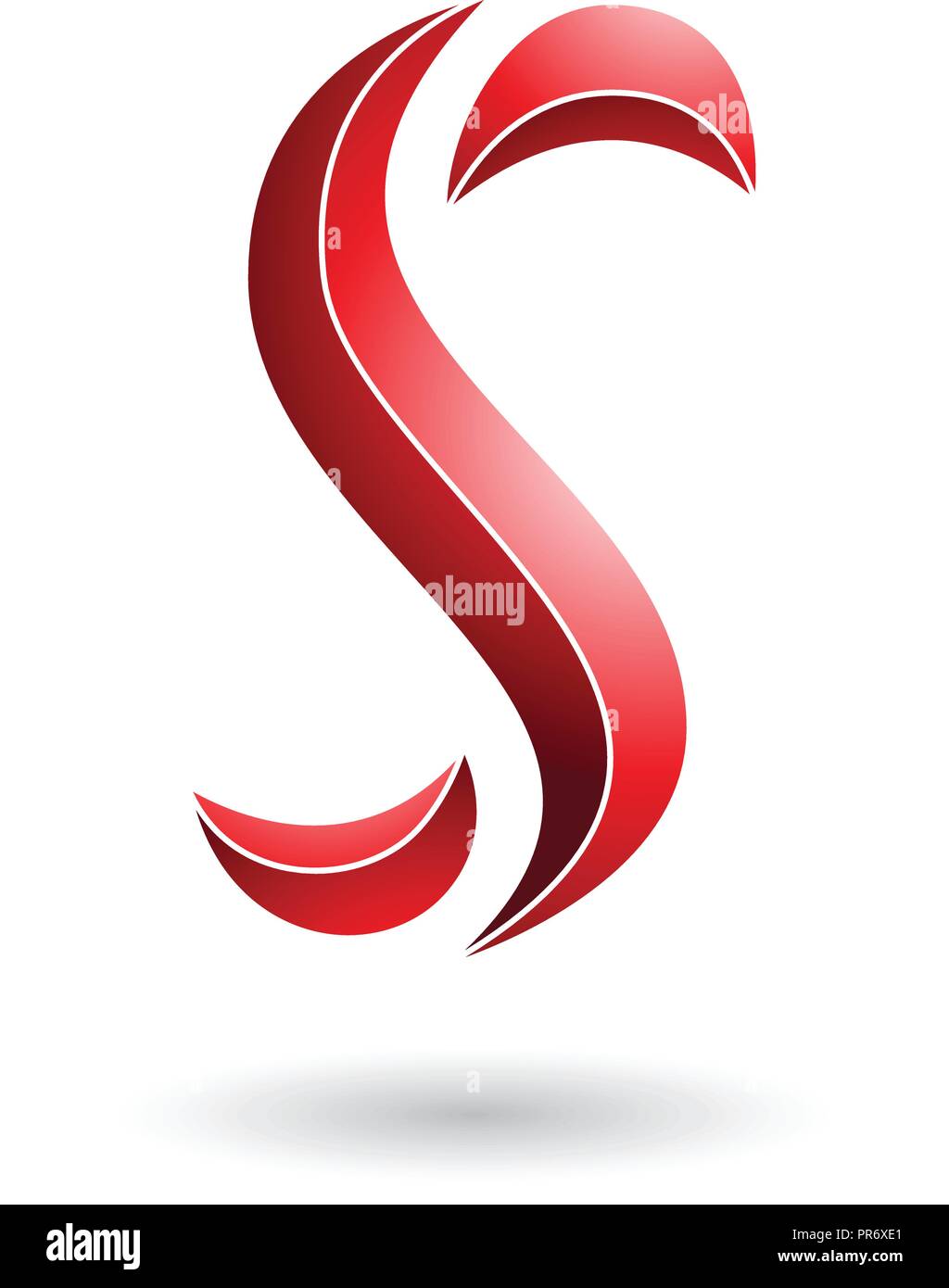 Vector Illustration of Red Striped Snake Shaped Letter S isolated on a ...