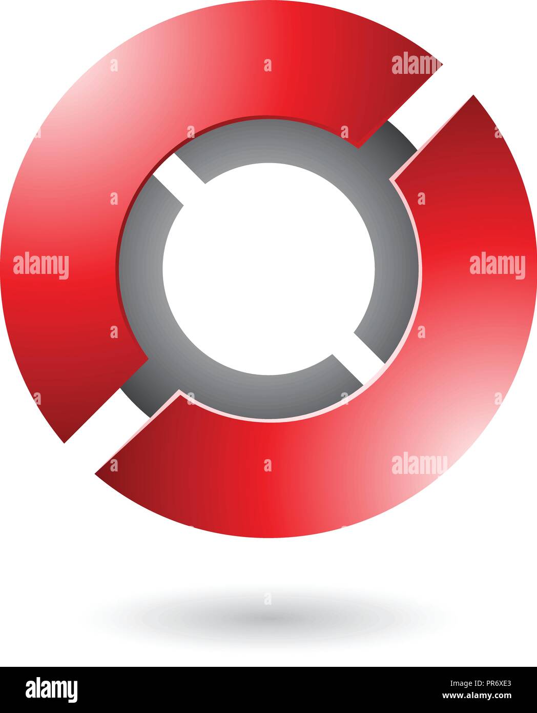 Vector Illustration of Red Thick Futuristic Round Disk isolated on a ...